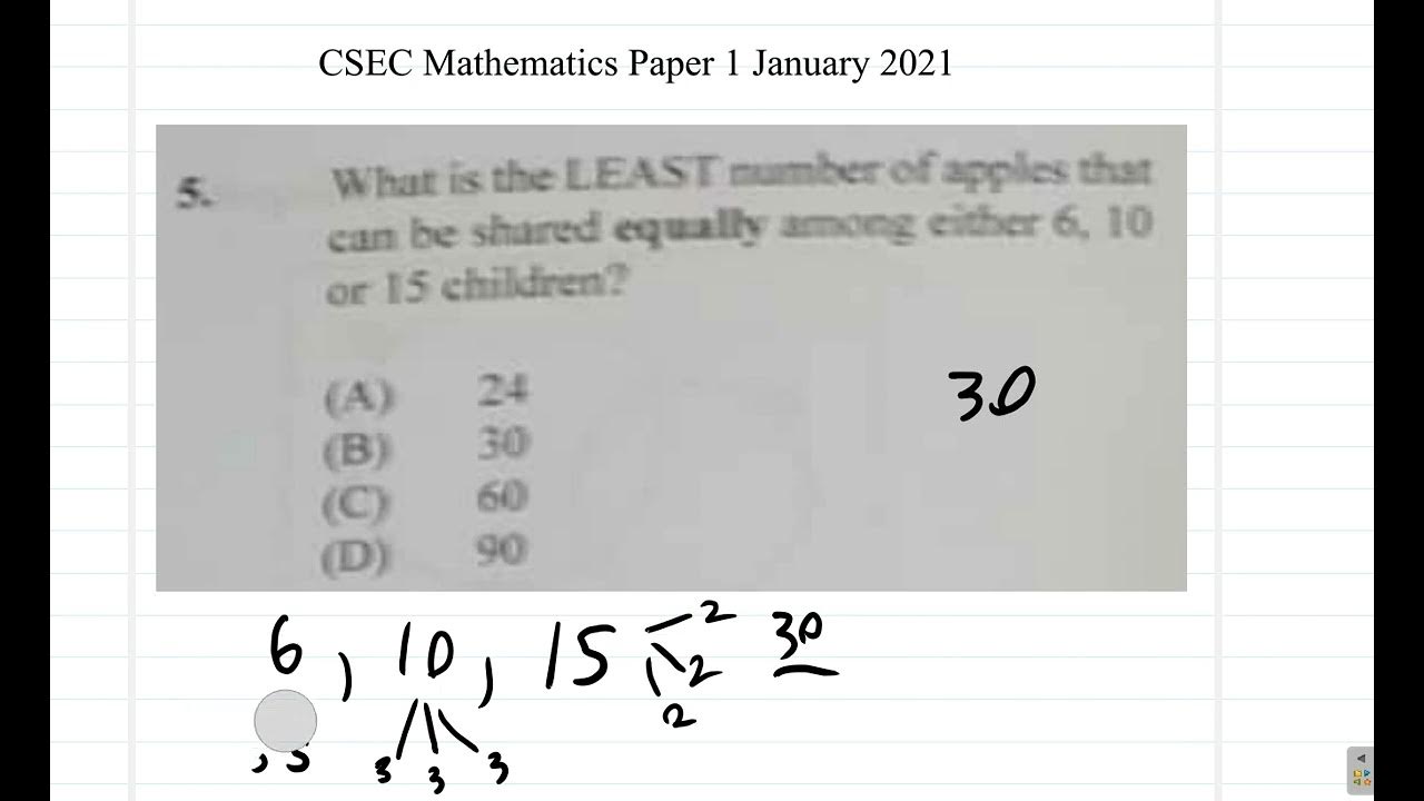 January 2021 Paper 1 CSEC Mathematics Question 5 - YouTube