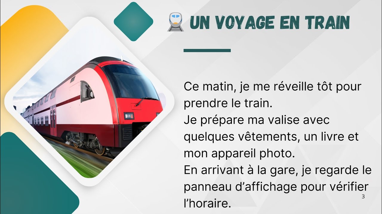 🚆 Un voyage en train /Compréhension orale FLE (débutant A1) /Parler le ...