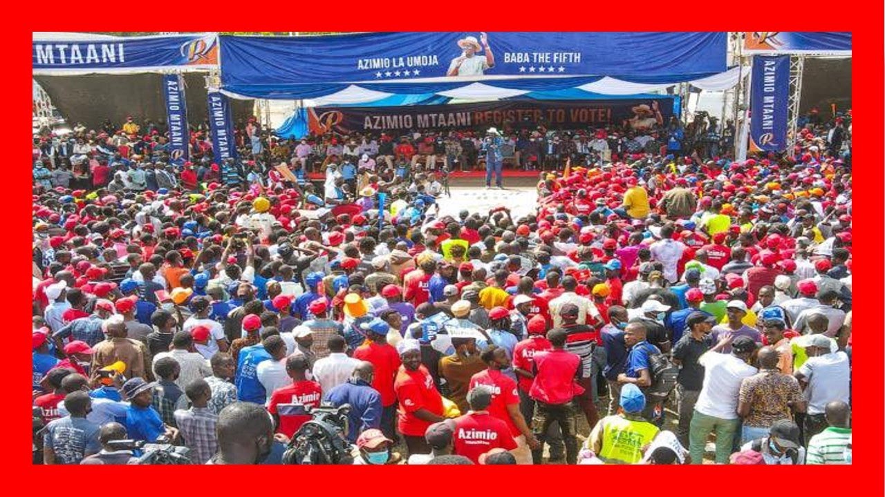 Raila's Azimio La Umoja mega rally at Ihura Stadium in Murang'a - YouTube