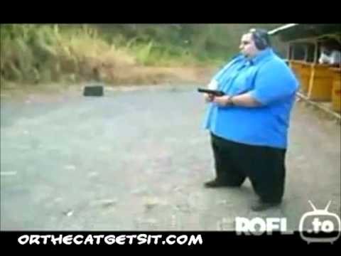 Fat Guy With Automatic Pistol - YouTube