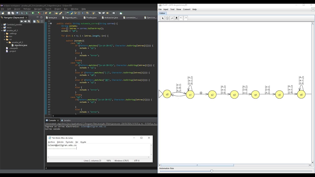 Validación de dirección de correo electronico, mediante gramatica, automata y JAVA. - YouTube