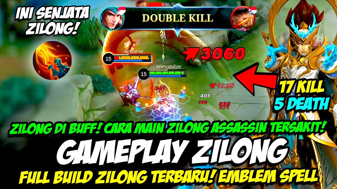GAMEPLAY ZILONG BUFF EMBLEM & BUILD ZILONG TERSAKIT 2023 CARA MAIN ...