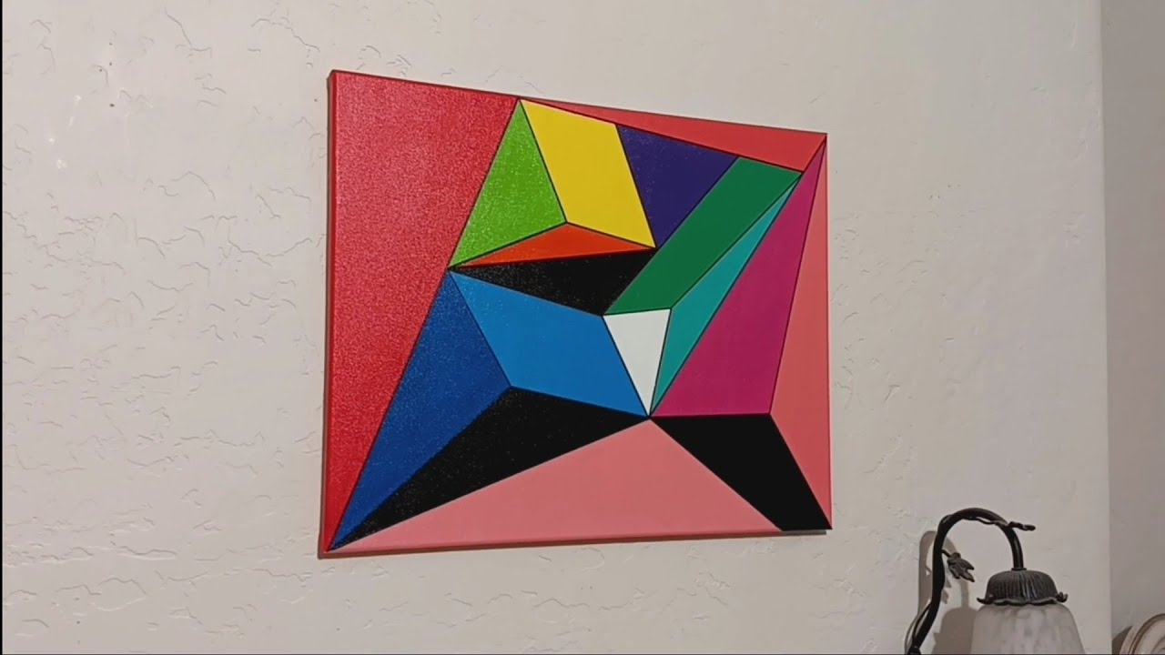 Acrylic geometric painting using masking tape - YouTube