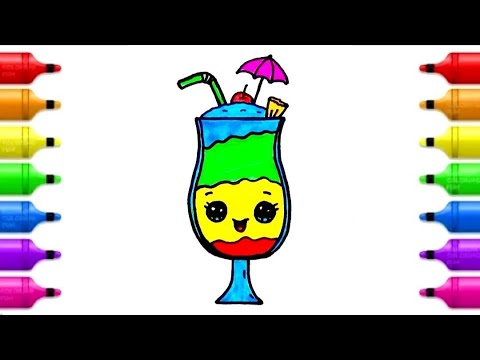 Easy drawing || How to draw a tropical drink - YouTube