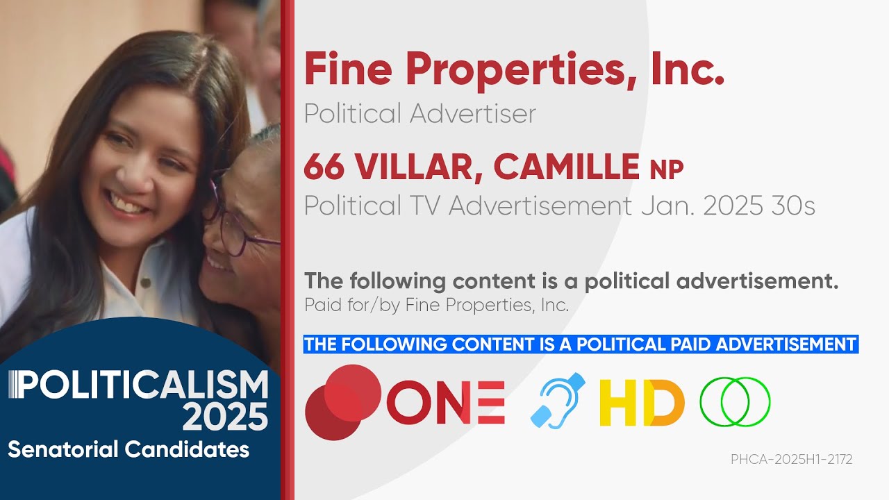 Camille Villar Political TV Ad January 2025 30s [BCC/HD/ST] - YouTube