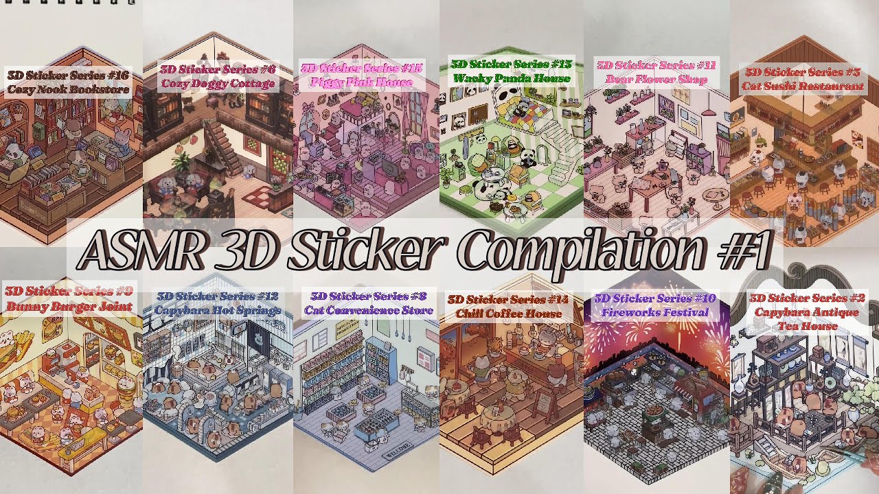 ASMR 3D Sticker Compilation 1 | 26 min Of Relaxing & Satisfying Sticker ...