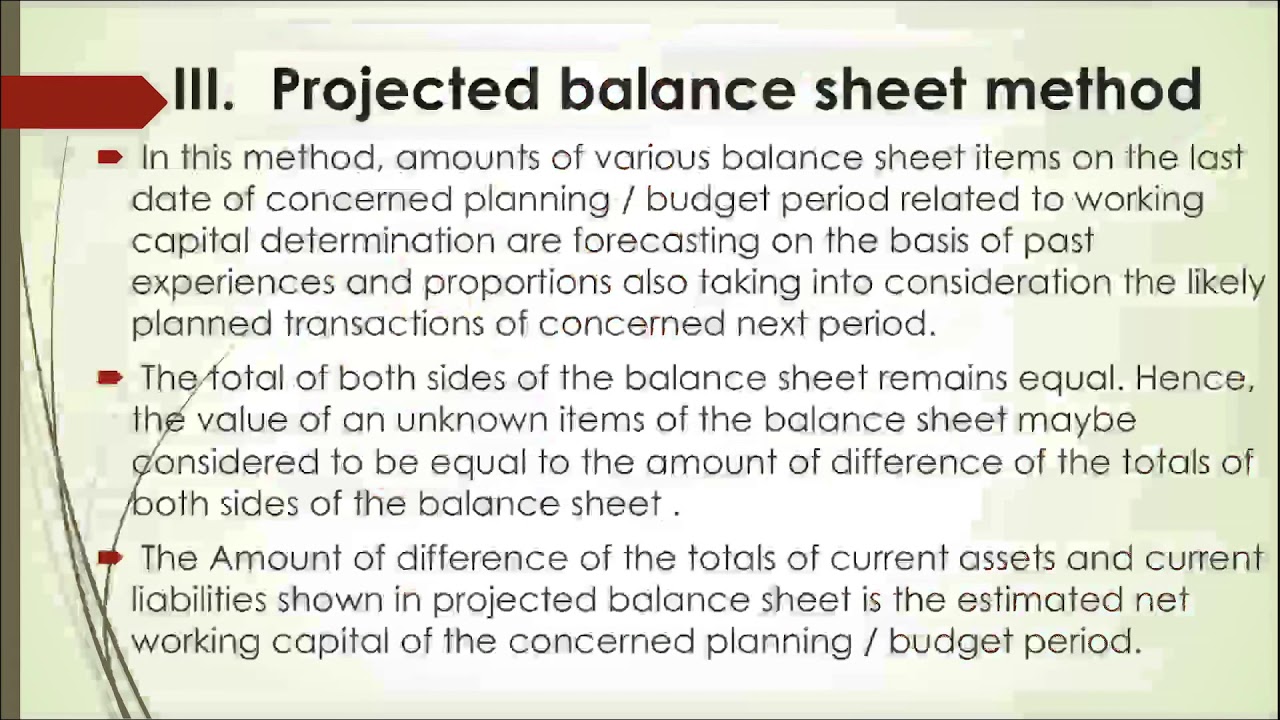 Working Capital | Projected Balance Sheet Method | Dr.RN - YouTube
