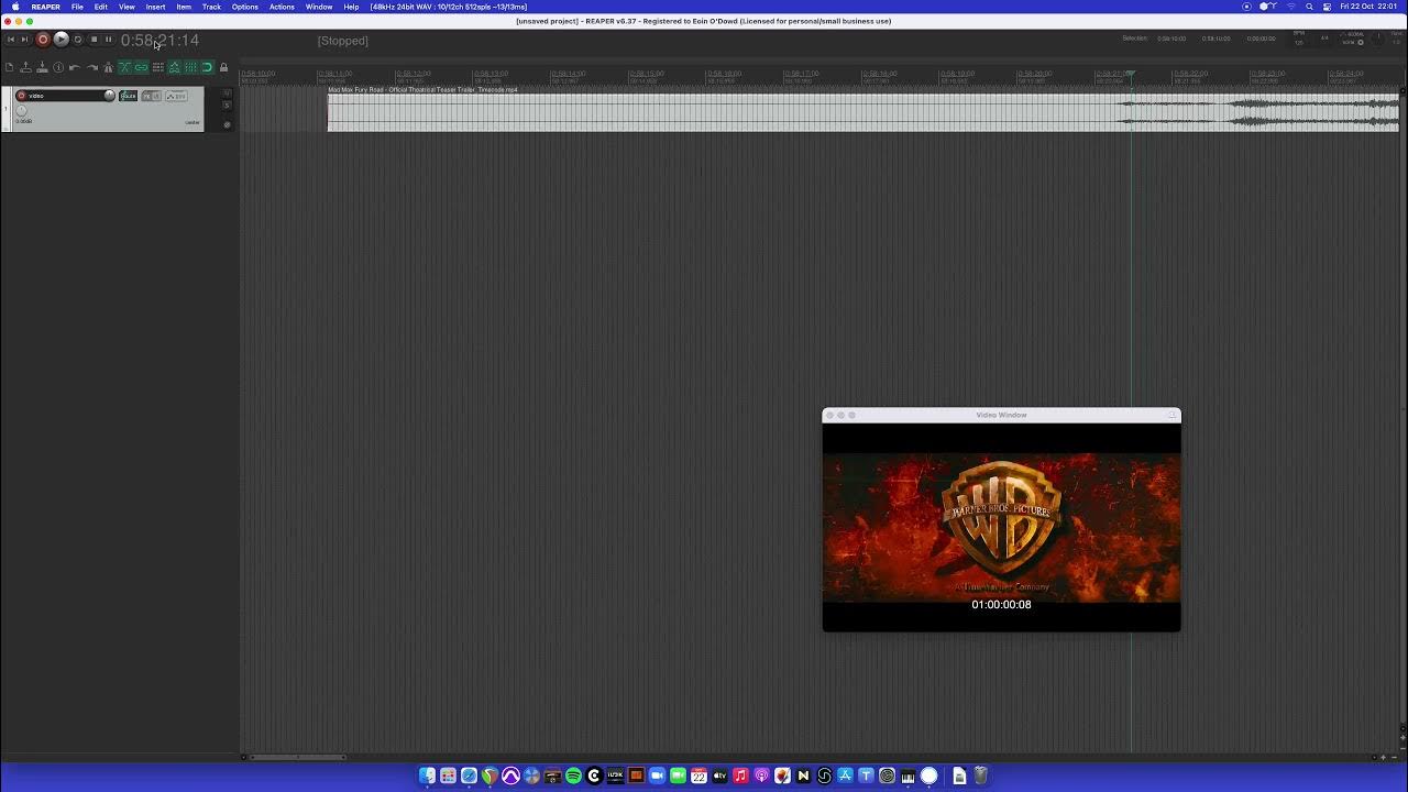 Reaper DAW Video Timecode Sync - YouTube