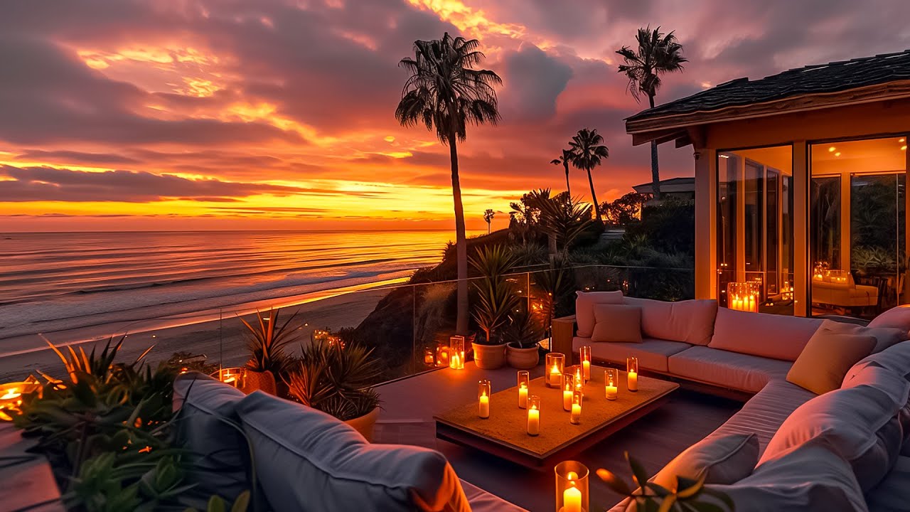 Sunset Smooth Jazz Ambience ~ Beach Jazz in Golden Hour Ambience | Soft ...