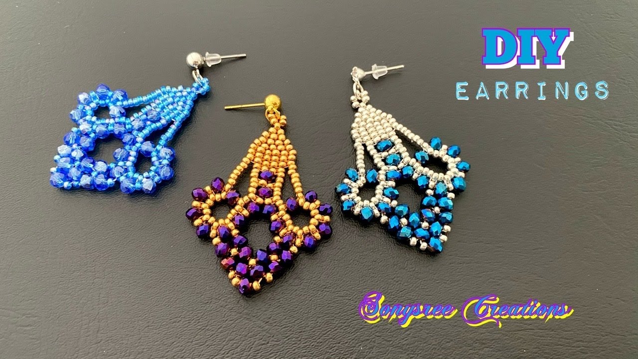 Chandelier Earrings || How to make Beaded Earrings - YouTube