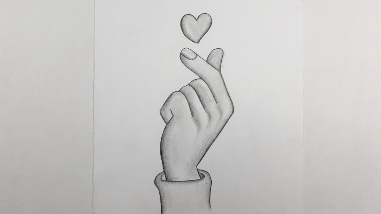How To Draw a Tumblr Korean Heart || Hand Holding Love Icon Draw - YouTube