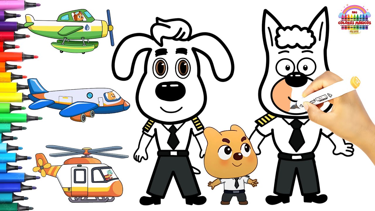 🐕‍🦺 ️DIBUJA Y COLOREA AL SHERIFF LABRADOR , DOBBY Y DODO 👨‍ ️🛩️🚁DODO EL ...