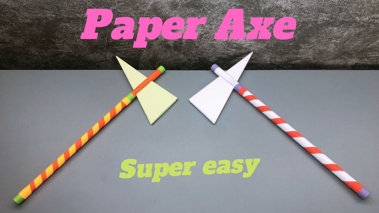 How to Make an origami axe - battle axe - làm rìu bằng giấy - YouTube