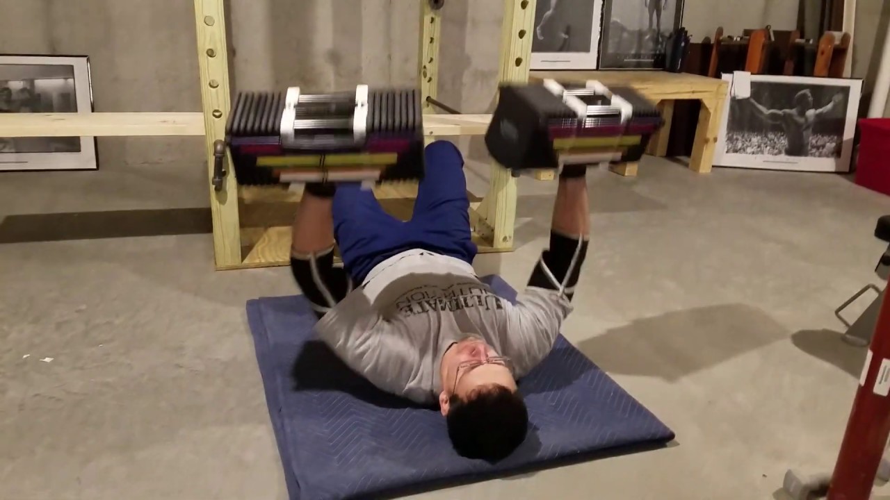 90's for 25 reps powerblock db floor press - YouTube