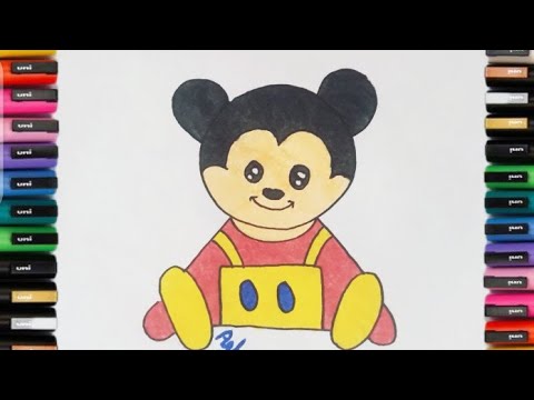 How to draw a cute Mickey Mouse drawing step by step - YouTube
