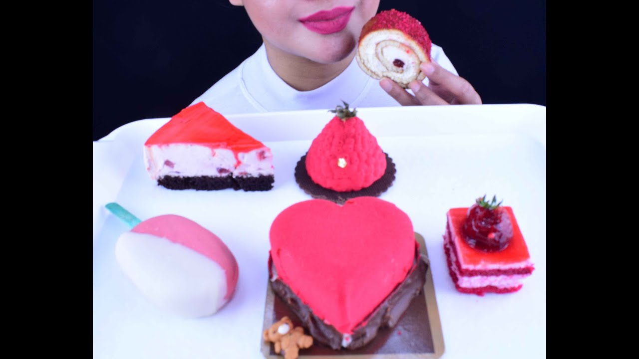 ASMR EATING CHEESE CAKE, PRETTY MOUSSE CAKE (NO TALKING) - YouTube