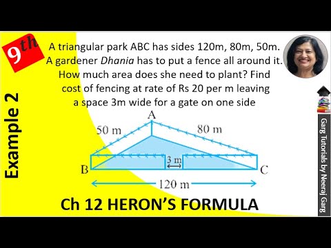 A triangular park ABC has sides 120m 80m and 50m | Chapter 12 Class 9 ...