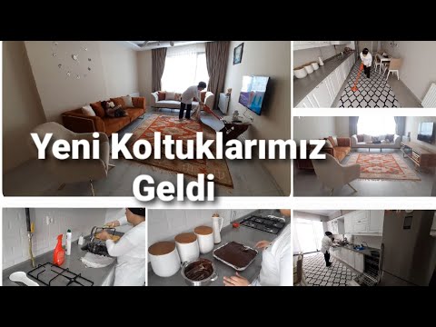 Yeni Koltuklarımız ve TV Ünitemiz GELDİ // Günlük Temizlik // Ağlayan Pasta Nefis Mutlaka Deneyin