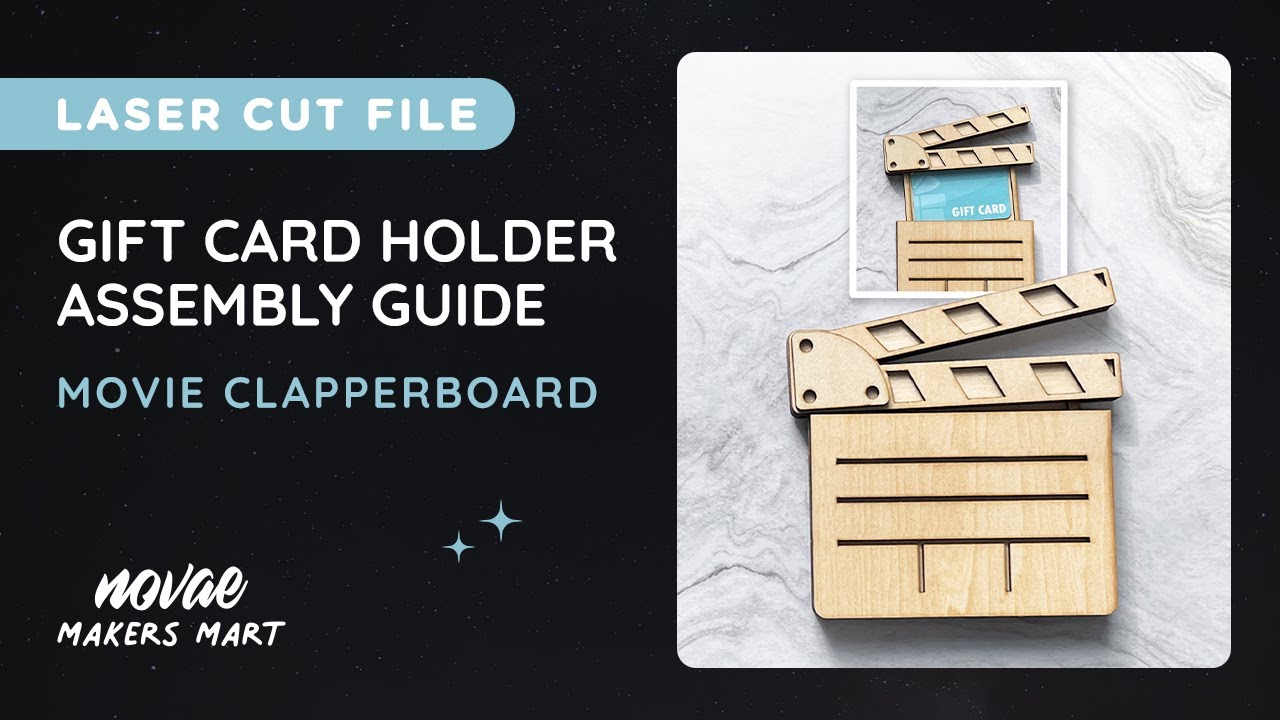 Movie Clapboard Gift Card Holder SVG | Movie Theater Giftcard Holder ...