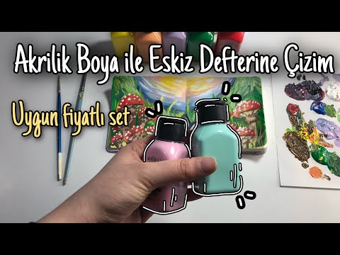 Eskiz Defterine Akrilik Boya ile Çizim Yapıyoruz | Uygun Fiyatlı Akrilik Boya