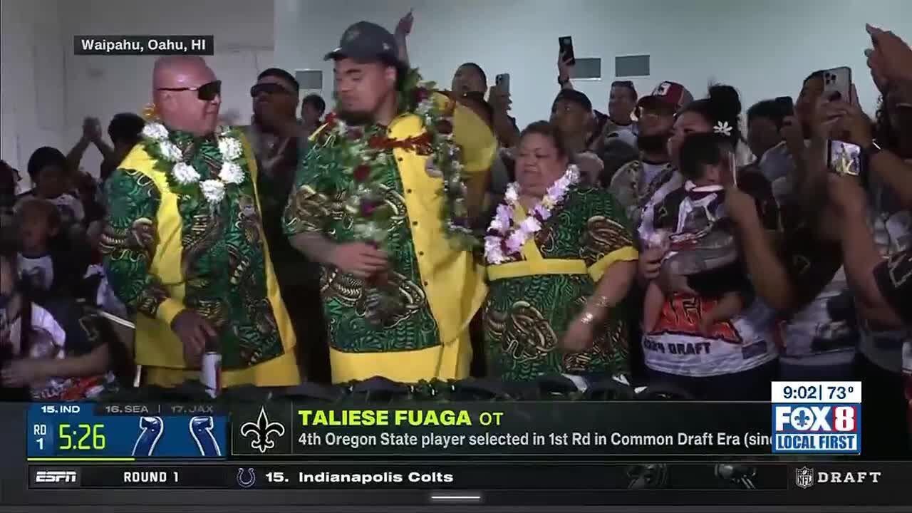 Saints draft Oregon St offensive tackle Taliese Fuaga - YouTube