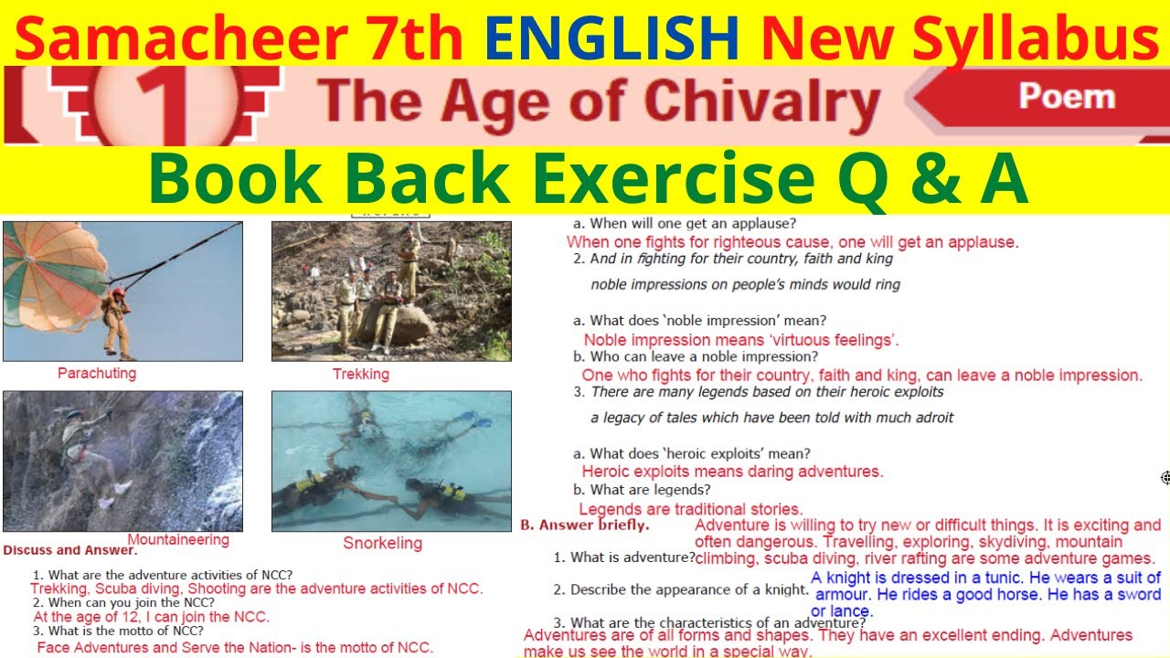 The Age of Chivalry Book Back Questions & Answers | 7th Standard ...