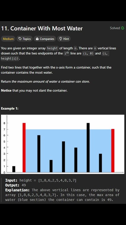 LeetCode 11 Container With Most Water #leetcode #coding #datastructure #python #algorithm - YouTube