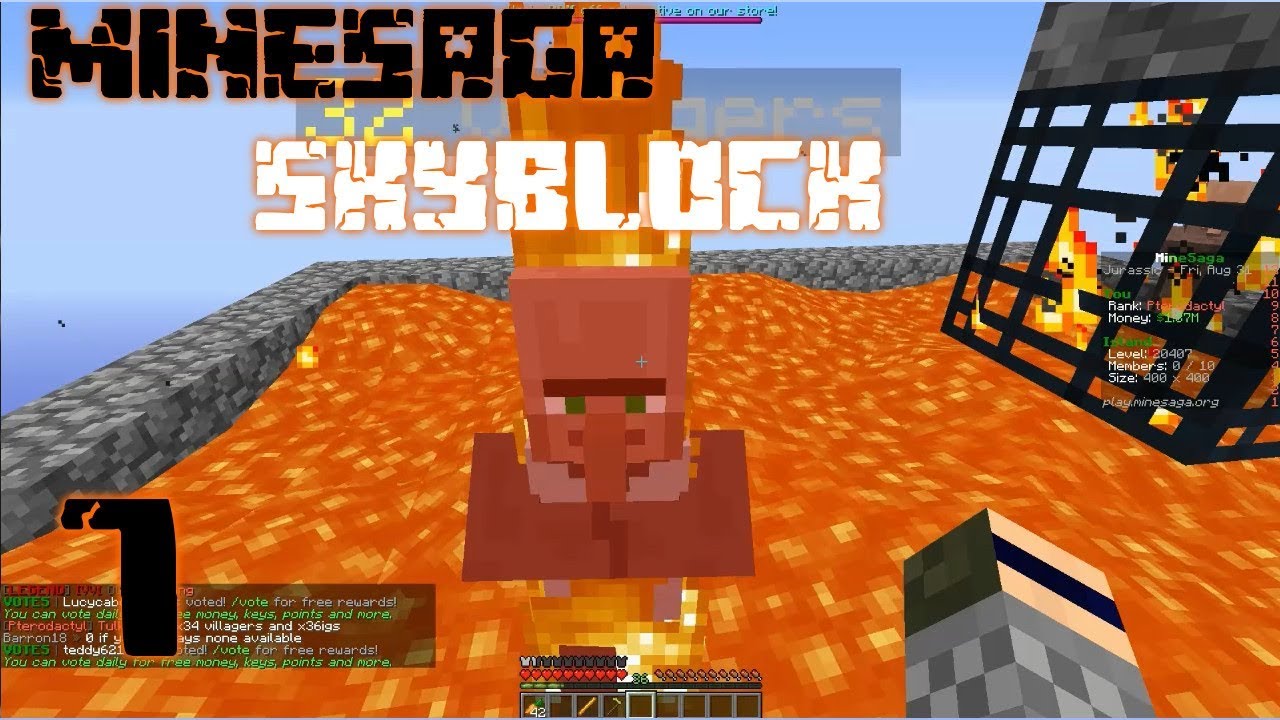 SkyBlock - Burning Villagers [Episode 7] Minesaga - YouTube