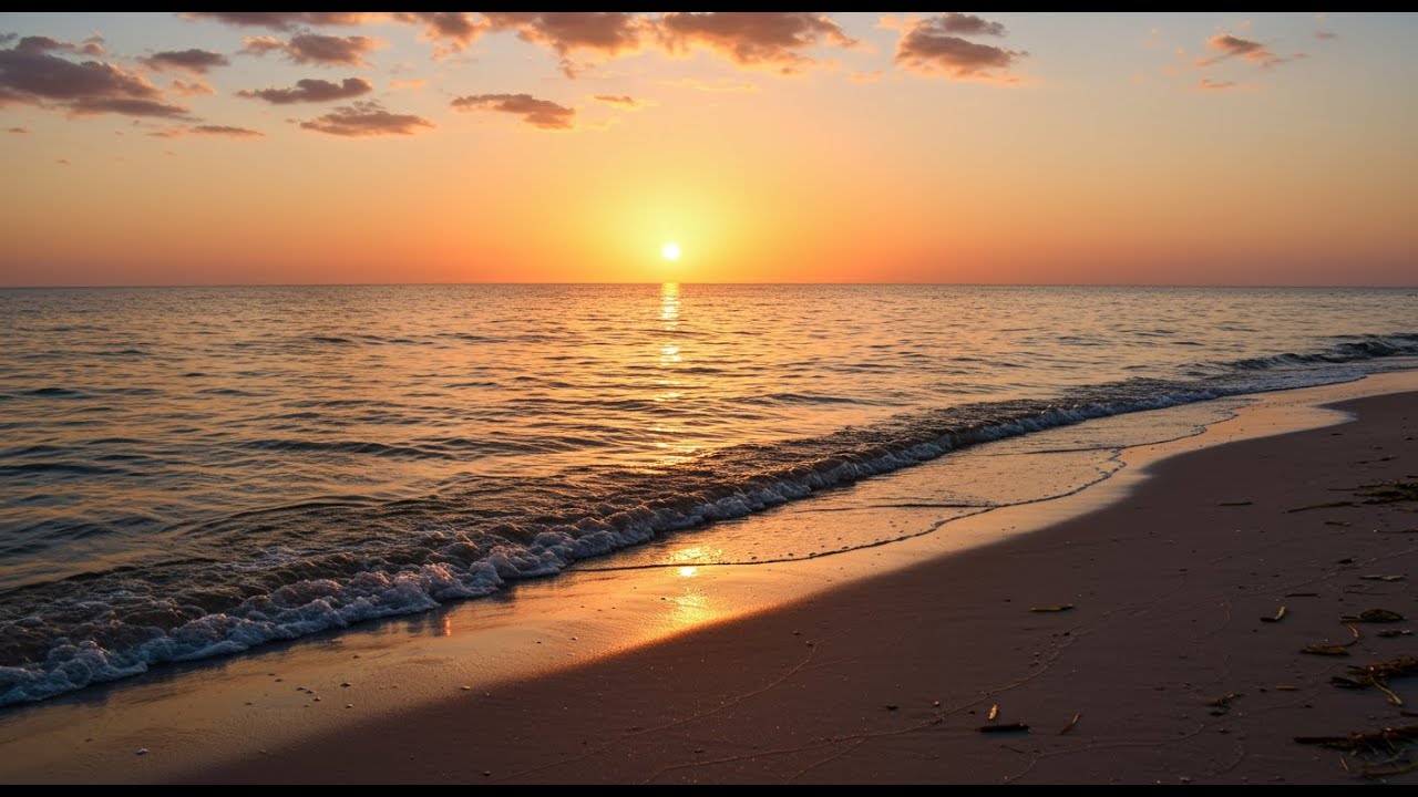 Perfect Sunrise at the Beach with 3 Hours of Peaceful Ocean Waves for ...