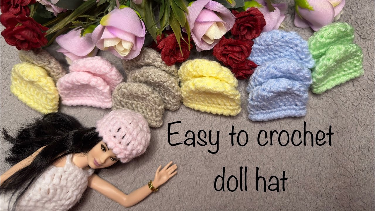 How to crochet doll hat - YouTube