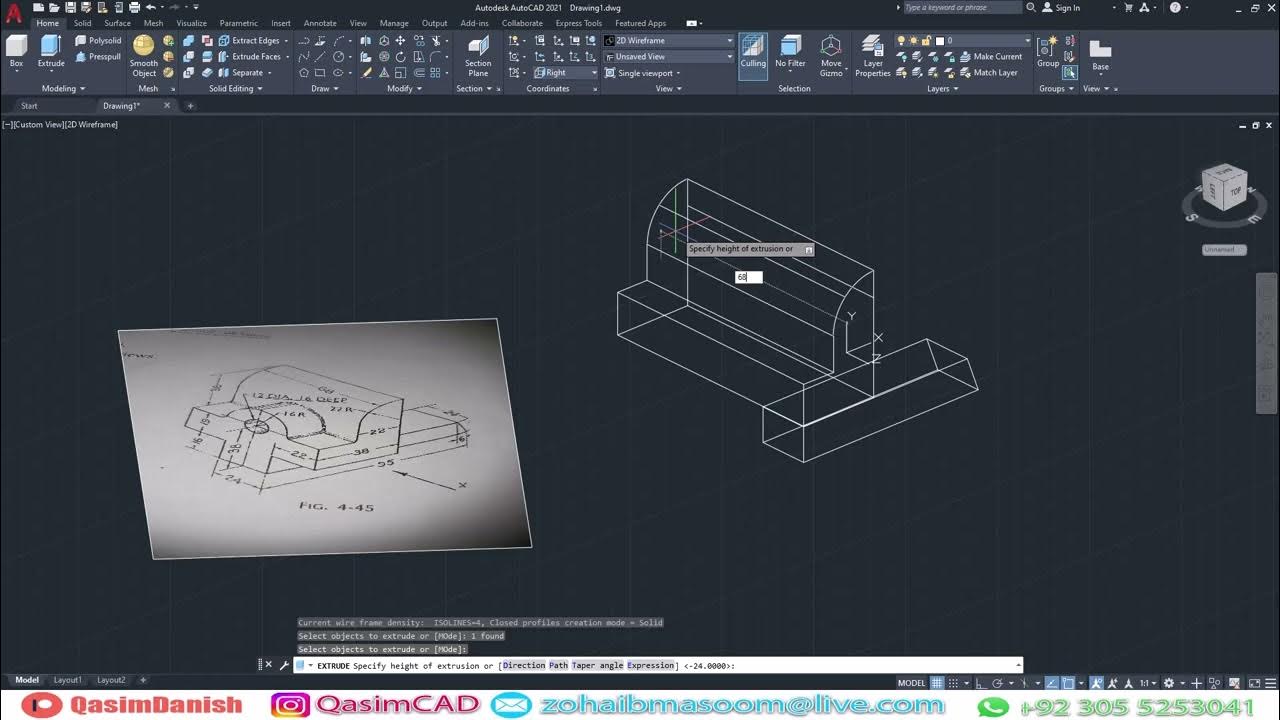 AutoCAD 3D Mechanical Drawing Practice - QasimCAD - YouTube