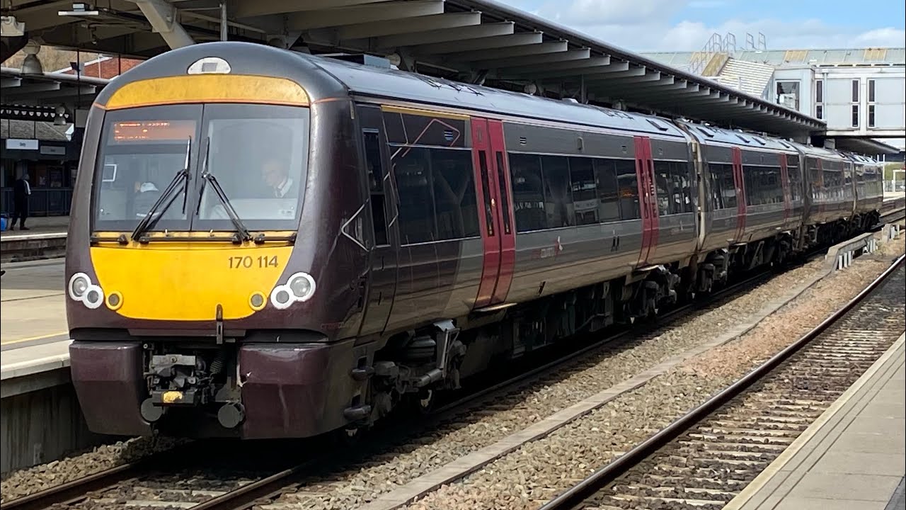 Class 170 Turbostar | 170114 + 170113 | Cross Country | Derby | 11/04 ...