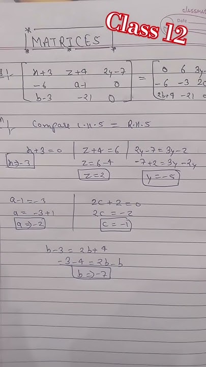 Chapter 3 | MATRICES Example #trending - YouTube