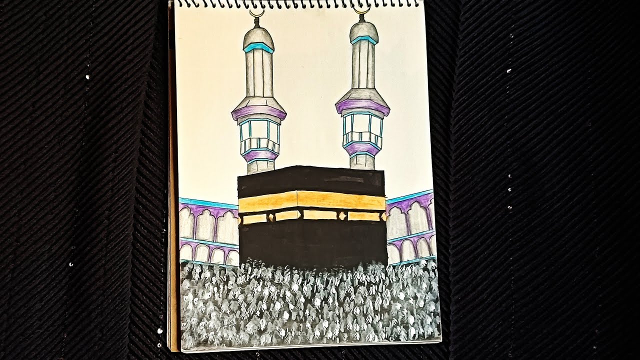 How to draw Kaba Sharif. Water colour painting. Kaaba painting with ...