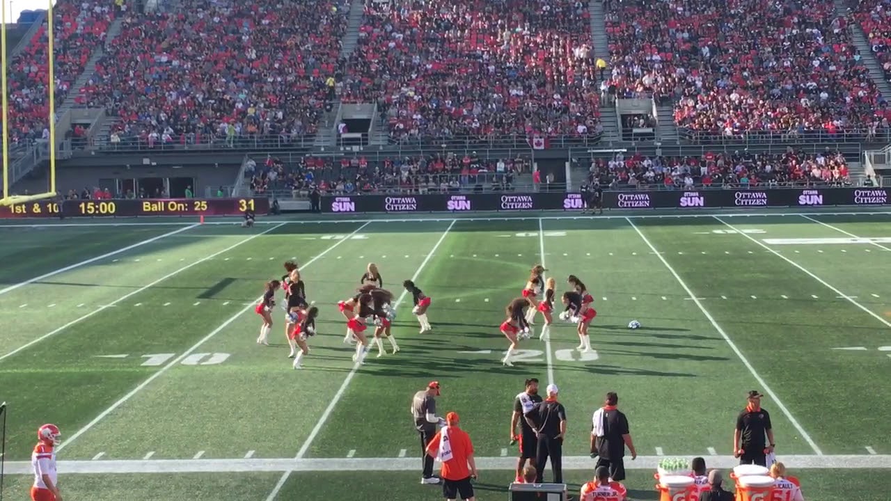 The Ottawa Redblacks Cheer & Dance Team 2017-Gold on the ceiling - YouTube