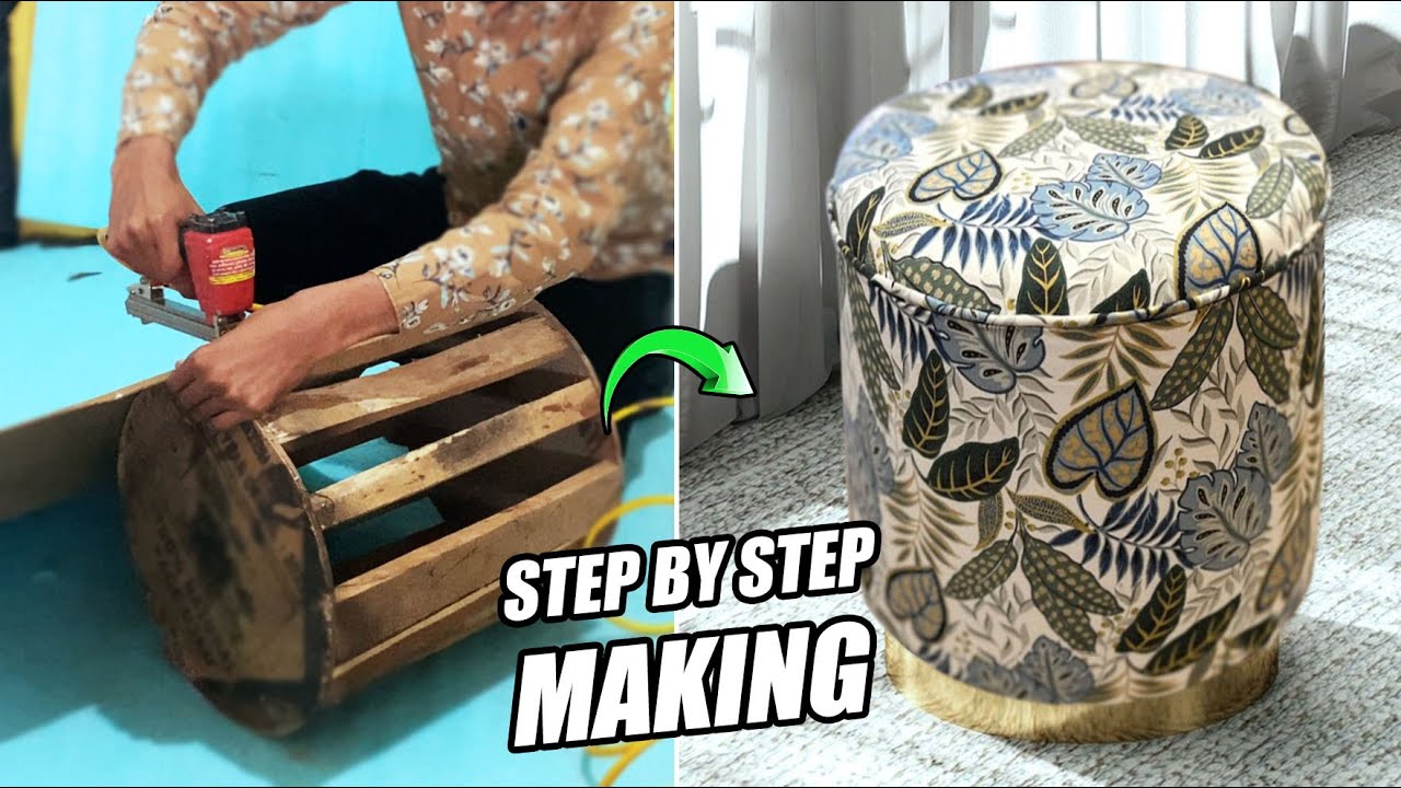 How To Make European Style Round Ottoman Stool | Tufted Ottoman Stool ...