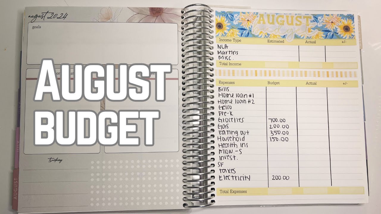 August Budget with Me | SaraMarieStickers - YouTube