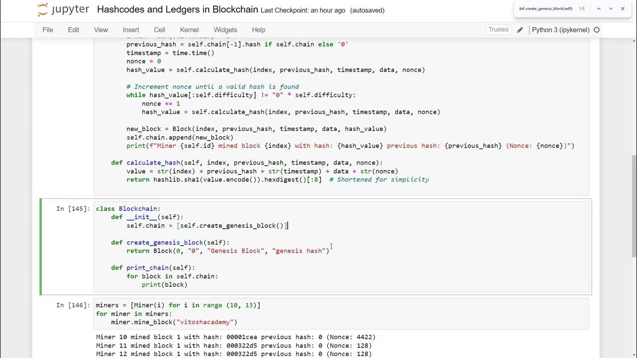 Python - Simulating the Bitcoin Mining Process - Hashcode and Ledgers - YouTube