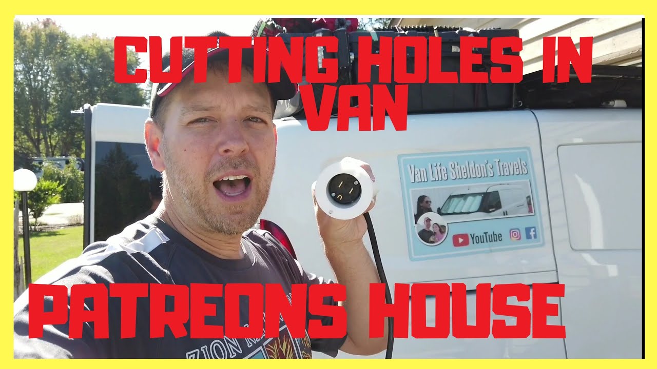 INSTALLING A PASS TRU SHORE POWER PLUG IN THE VAN AT A PATREONS HOUSE ...