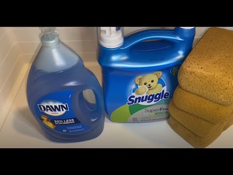 ASMR Sponge Squeezing | Dawn Dish Soap, Snuggle Fabric Softener - YouTube