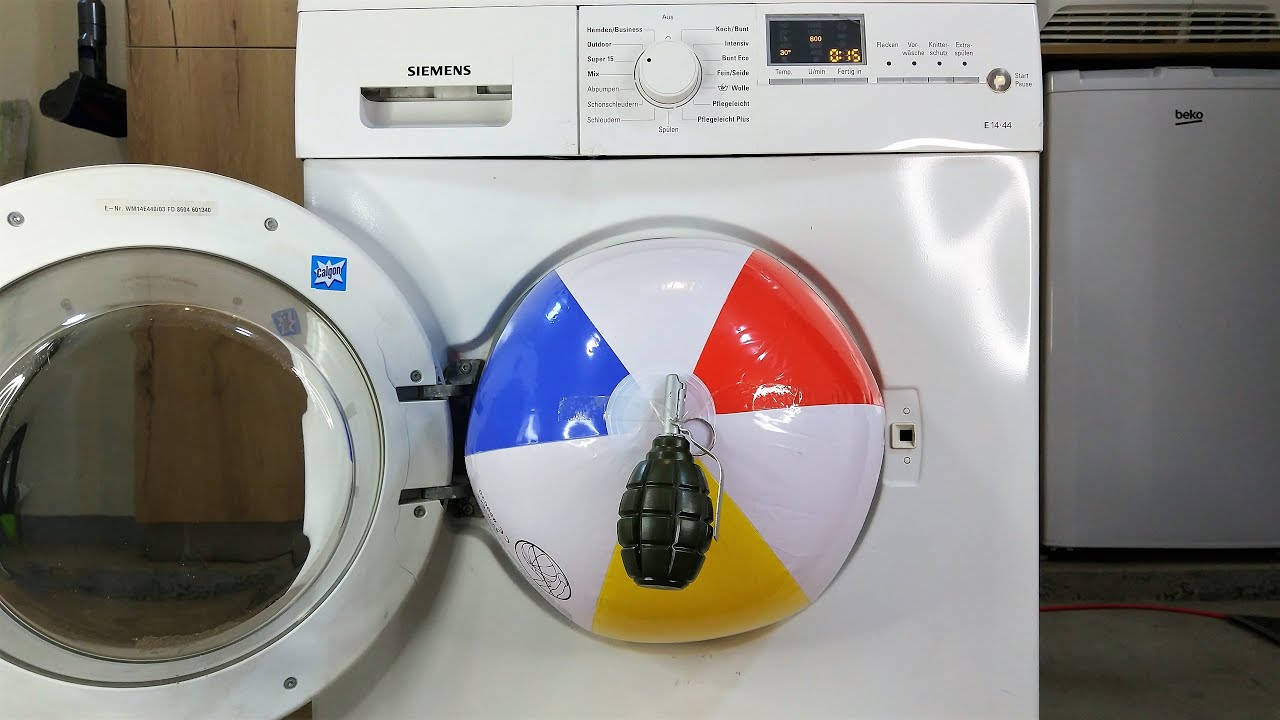 Experiment - Beach Ball Explosion - in a Washing Machine - YouTube