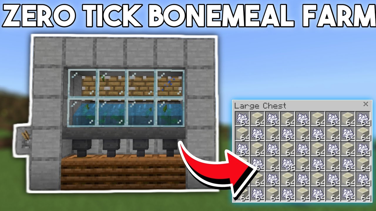 EASY ZERO TICK BONEMEAL FARM IN MINECRAFT BEDROCK (MCPE/XBOX/CONSOLE ...