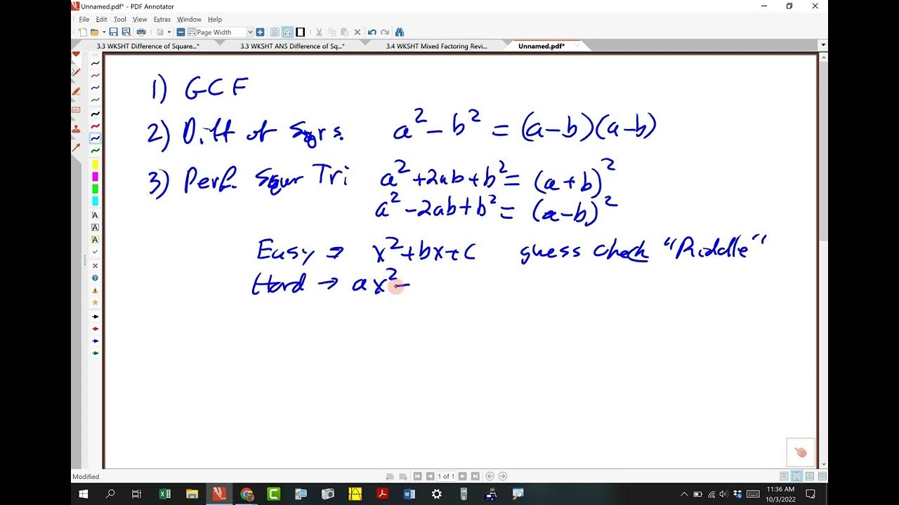 3.4 Mixed Review (Factoring Rules) - YouTube