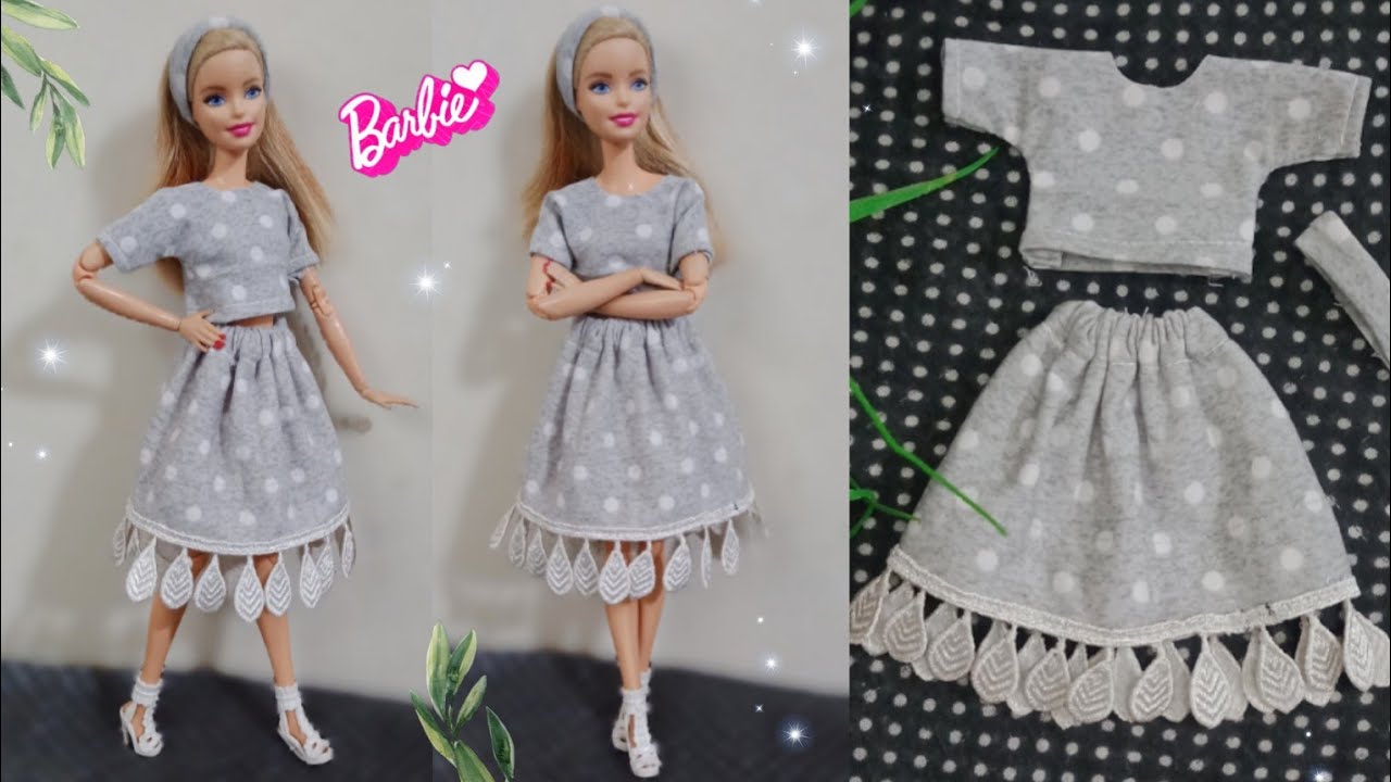 Making doll's skirt and Mini top |doll dress making easy |doll dress||A ...