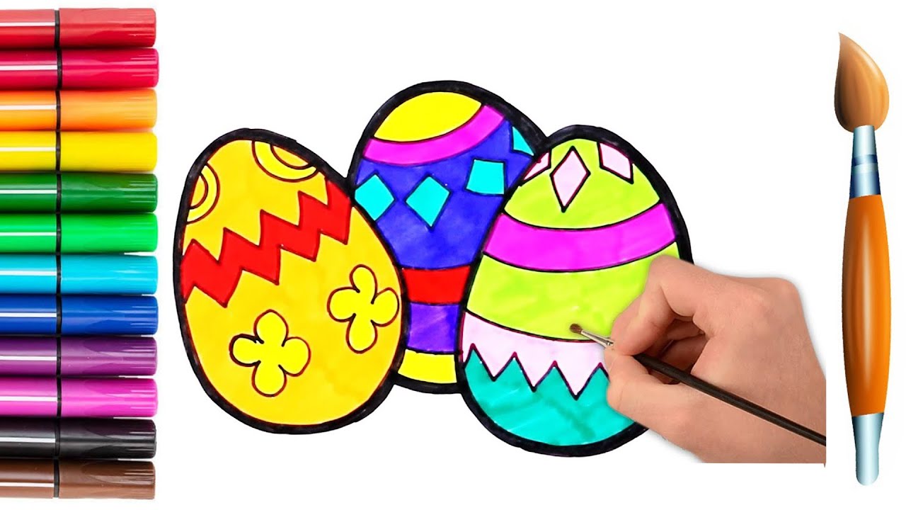 How to Draw Easy Easter Eggs 🐣 For Kids Step by step easy Drawing and ...