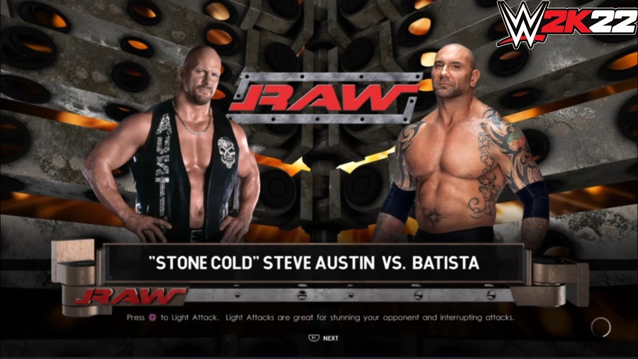 STONE COLD VS BATISTA | WWE 2K22 | FULL MATCH | GAMEPLAY | PS4 | PS5 ...