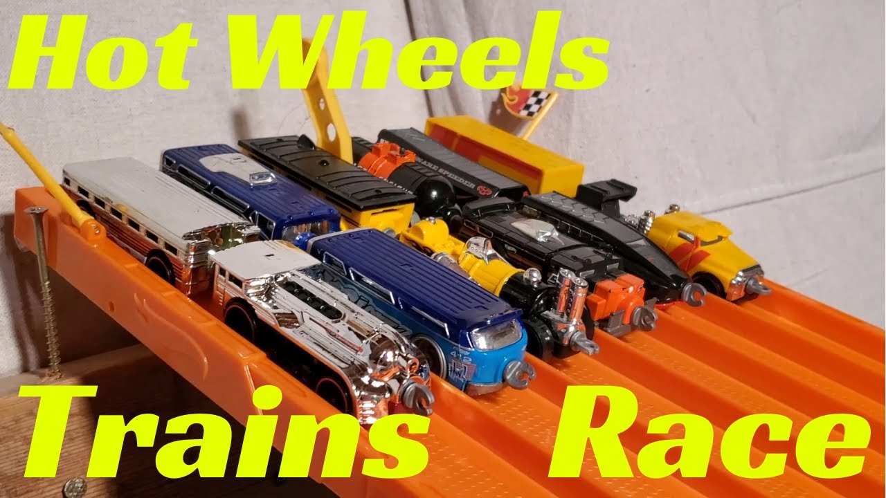 Hot Wheels Trains Epic 6 Lane Drag Race - YouTube