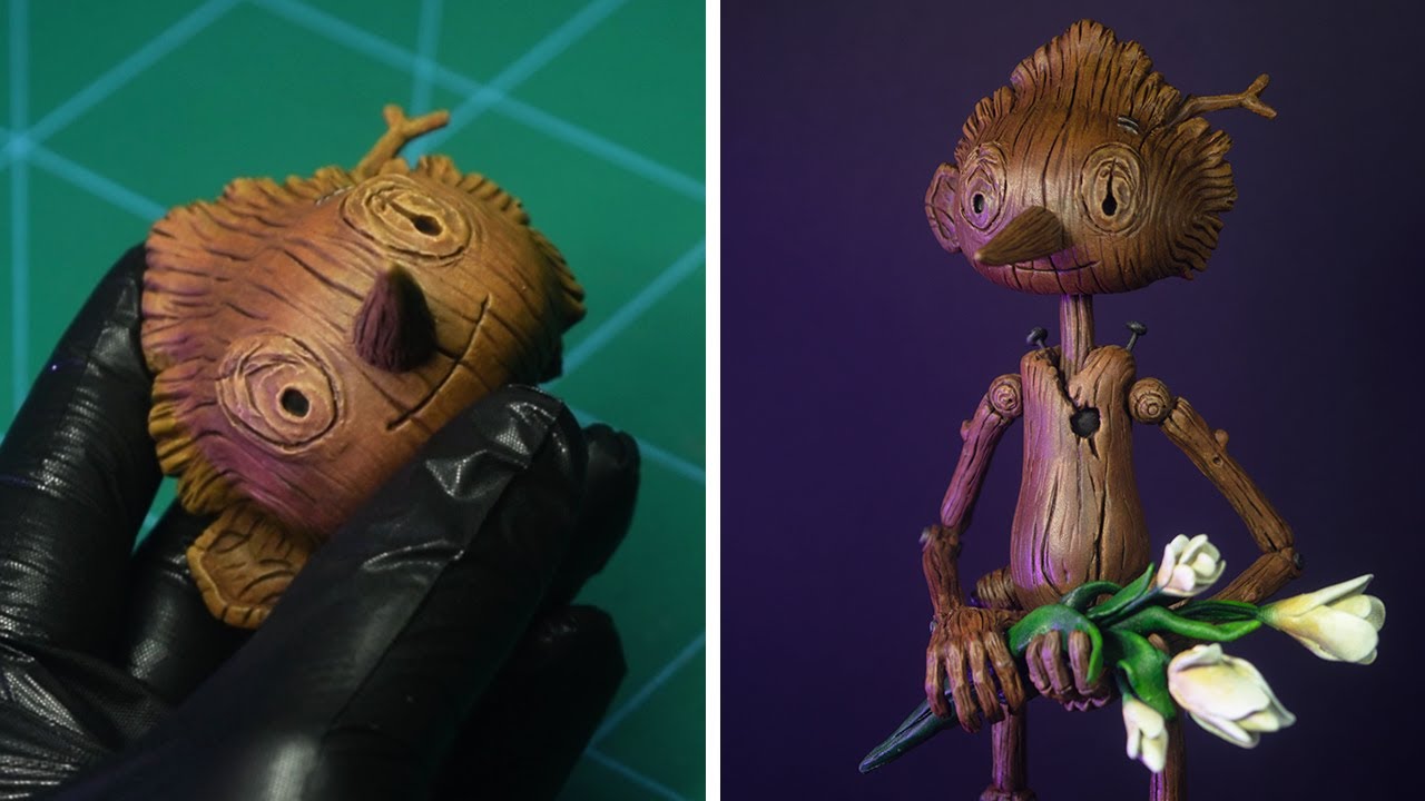 I made PINOCCHIO from GUILLERMO DEL TORO MOVIE | Sculpture | Clay Art ...