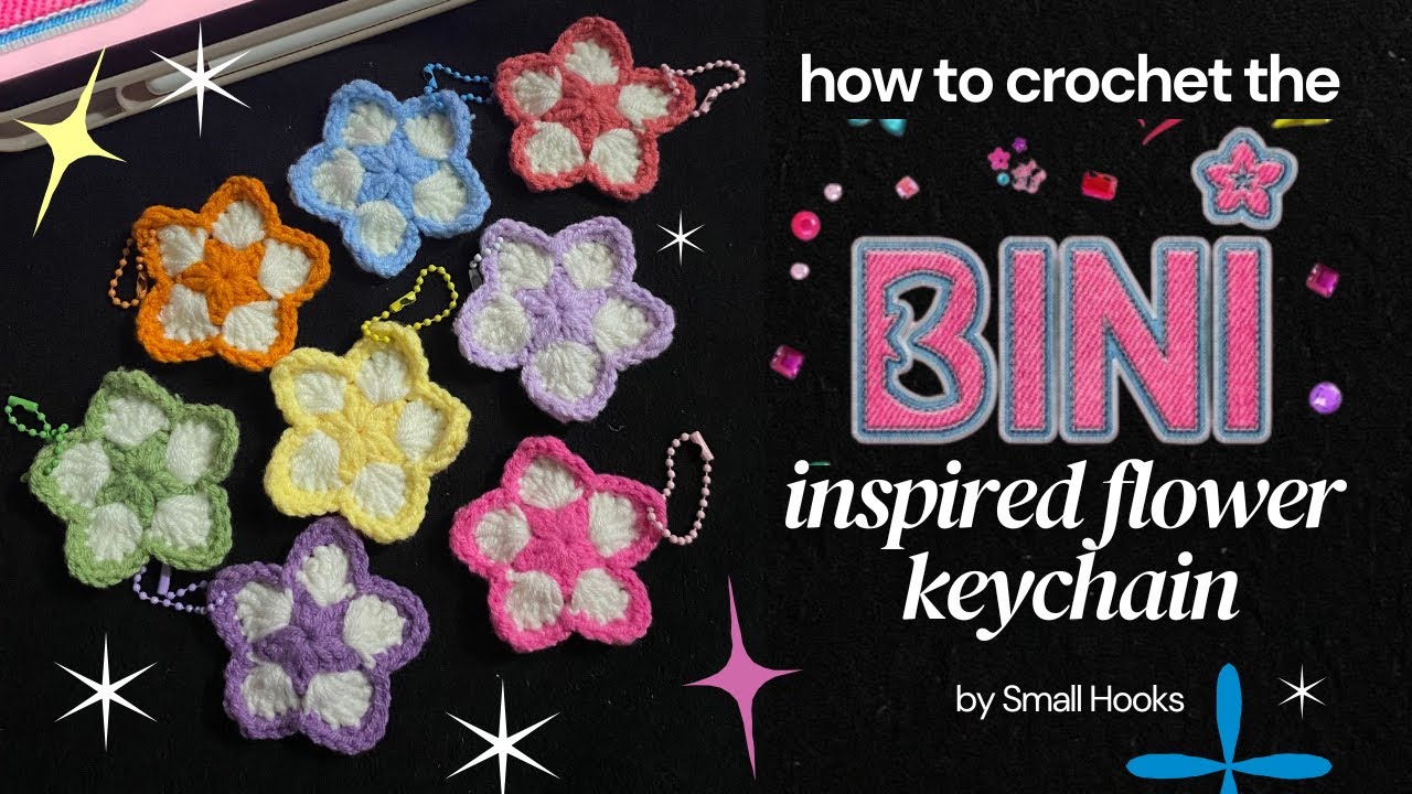 BINI inspired flower keychain | crochet tutorial - YouTube