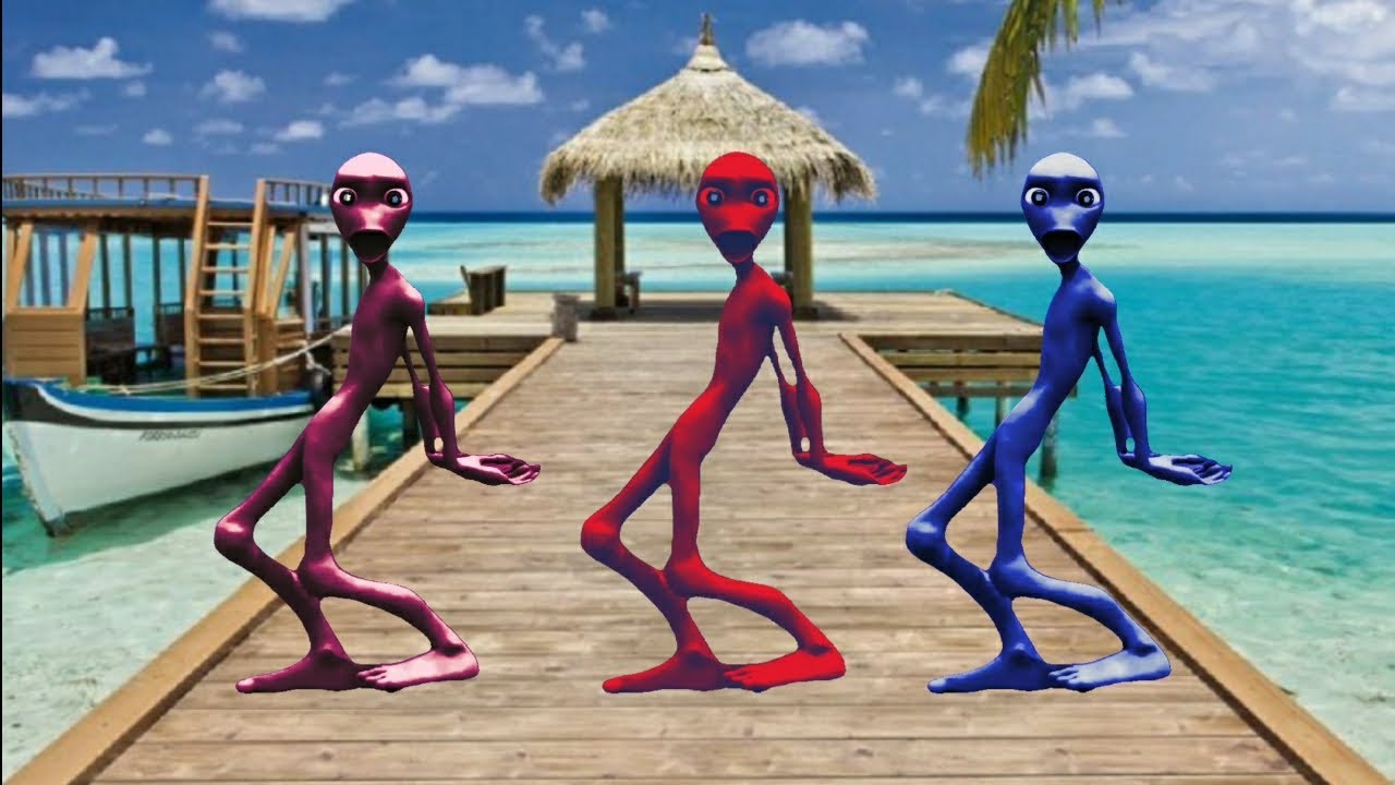 ALIEN DANCE (alien joget)... white alien vs red alien vs blue alien ...